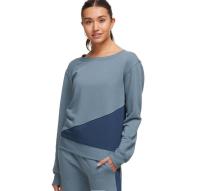 China Plain Triangle Color Block Women Pullover Sweatshirt 260gsm Plain Crew Neck Sweatshirt for sale