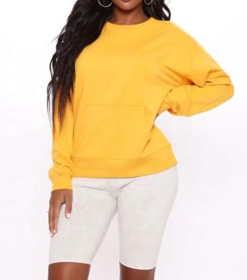 China Crew Neck Dropped Shoulders Sleeve Oversize Blank Plain Colored Sweatshirts For Women for sale