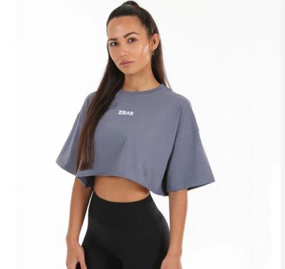 China Fashion Cotton Spandex Tee Blank T Shirts Loose Crop T Shirt for sale