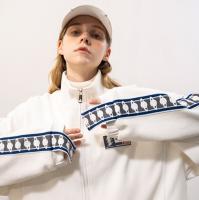 China Zip Up Track Hiphop Windproof Soft Stripe Design Casual Stand Up Collar Jacket for sale