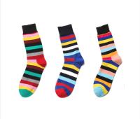China Creative Breathable Fashion Colourful Long Striped Ankle Socks for sale