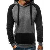 China Winter Long Sleeve 60 Cotton 40 Acrylic Hooded Standard Color Block Pocket Slim Men'S Sweater for sale