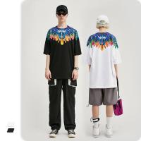 China Spring Summer Abstract Ice Bar Printing Blank T-Shirt Loose Casual 150 grams for sale