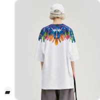 China Spring Summer Abstract Ice Bar Printing Blank T-Shirt Loose Casual 150 grams for sale