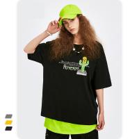 China Street Personality Fun Cactus Print Short Sleeve T Shirt Loose 210g for sale