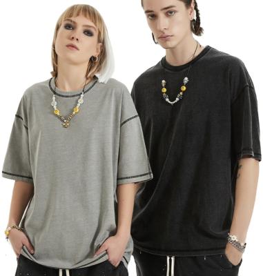 China Custom Contrast Stitch Thread Blank T Shirts Short Sleeves 2XL No Label for sale