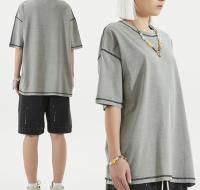 China Custom Contrast Stitch Thread Blank T Shirts Short Sleeves 2XL No Label for sale