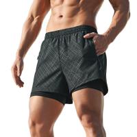 China Men'S 2 In1 Gym Shorts Workout Sports Nonwoven With Zip Pockets for sale