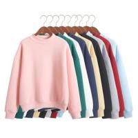 China Spring Plain Crew Neck Sweatshirt Custom Logo Workout Pullover Women'S Hoodies for sale