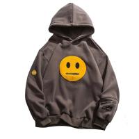China Patchwork Sports Team Hoodies Zipper Pocket Smile Face Fleece Pullover for sale