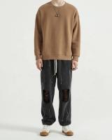 China Vintage Custom Cotton Fleece Crewneck Blank Oversized Sweatshirt Loose Unisex for sale