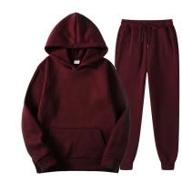 China Men Sport Pullover Sweater Set Two Piece Hoodie and Sweatpants Hooded Solid Color for sale