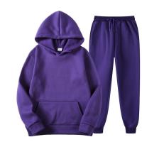 China Men Sport Pullover Sweater Set Two Piece Hoodie and Sweatpants Hooded Solid Color for sale