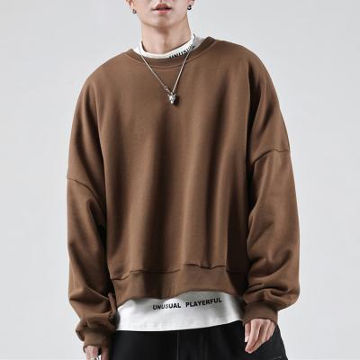China Drop Shoulder French Terry Cotton Blank Plain Mens Oversized Crewneck Sweatshirts for sale