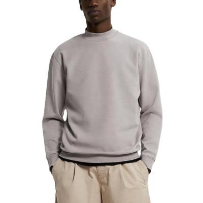 China Mens Long Sleeve Mock Neck 100% Cotton Sweater Gray Color Plain Simple Classy for sale