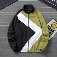 China Zip Up Color Block Hooded Windbreaker Running Track Men Varsity Jacket for sale