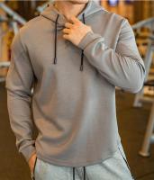 China Black Gray Long Sleeve Unisex Plain Hoodies Anti Pilling Pullover Sweatshirts for sale