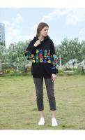 China Plush Women Loose Pullover Sweater Hoodies Printed Cotton for sale