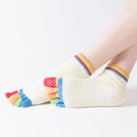 China Grip Five Toe Cotton Yoga Plain Coloured Socks Non Slip for sale