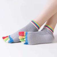 China Grip Five Toe Cotton Yoga Plain Coloured Socks Non Slip for sale