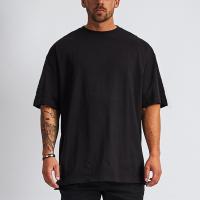China Mens Blank Cotton T Shirt Loose Drop Shoulder Oversized for sale