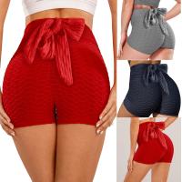 China Quick Dry High Waist Yoga Sports Workout Shorts Bow Tie Textured Butt Lifting for sale