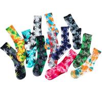 China Tie Dye Maple Leaf Tide Socks High Ankle Spring And Summer for sale