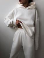 China Solid Casual Pullover Elastic Sportswear Tracksuits Long Sleeve Women Hoodies for sale