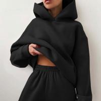 China Solid Casual Pullover Elastic Sportswear Tracksuits Long Sleeve Women Hoodies for sale