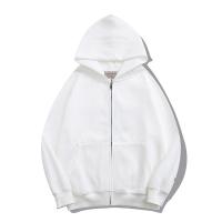 China Full Zip Up Hoodie Sweatshirt Brown Blank Plain 100% Cotton Oversized for sale