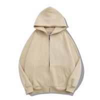 China Full Zip Up Hoodie Sweatshirt Brown Blank Plain 100% Cotton Oversized for sale