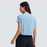 China Short Sleeve Loose Gym Crop Tops T Shirts Sportswear Workout Tee For Ladies for sale