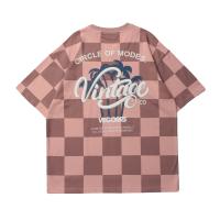 China Plus Size Big Tall T Shirt Heavyweight Custom Logo Plaid Oversized Cotton for sale