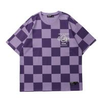 China Plus Size Big Tall T Shirt Heavyweight Custom Logo Plaid Oversized Cotton for sale