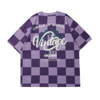 China Plus Size Big Tall T Shirt Heavyweight Custom Logo Plaid Oversized Cotton for sale