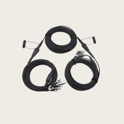 China IP67 Waterproof MPO Breakout Cable MPO to LC 12 Core Outdoor Fiber Optic for sale