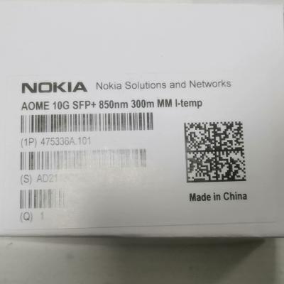 China Original Nokia 475336A.101 AOME 10G SFP+ 850nm 300m MM Industrial Temp Transceiver for sale
