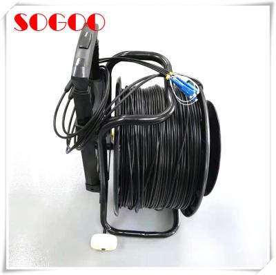 China Portable Tactical Fiber Optic Cable Reel 495mm Outdoor Armoured Retractable for sale