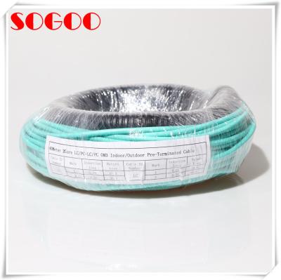 China 12 24 Fibers OM3 OM4 LC SC Fiber Breakout Cable Pre-Terminated Patch Cord for sale
