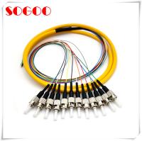 China ST/UPC 12 Core Simplex Fiber Breakout Cable SM 3.0mm 12 Color Coded Pigtail for sale