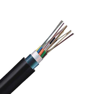 China Outdoor Armored PE Fiber Patch Cable OM4 12 Strand GYTA Black Non-Terminated for sale