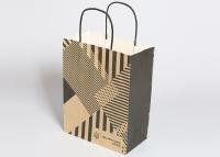 China Kraft Reusable Shopping Bags , Fashion Striped Paper Bags With Handles for sale