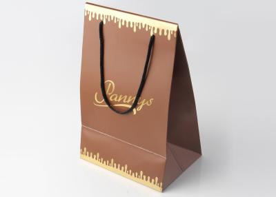 China Matte Brown Retail Paper Shopping Bags Full color For Cosmetic Packing for sale