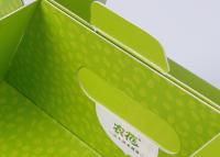 China Take Away Green Paper Packaging Boxes Glossy Lamination And Soft Crease For Food Packaging for sale
