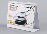 China Triangle Office Desk Calendar White Metal Y - O Binding With Pen Holder for sale