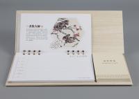 China Landscape Pattern Office Desk Calendar Matte And Gold Stamp With Gold Spiral for sale