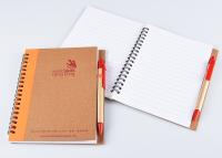 China Kraft Plain Soft Cover Notebook With Spiral / Y - O Binding And Ball Pen Set for sale