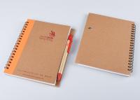 China Kraft Plain Soft Cover Notebook With Spiral / Y - O Binding And Ball Pen Set for sale