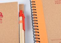 China Kraft Plain Soft Cover Notebook With Spiral / Y - O Binding And Ball Pen Set for sale