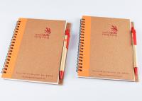 China Kraft Plain Soft Cover Notebook With Spiral / Y - O Binding And Ball Pen Set for sale